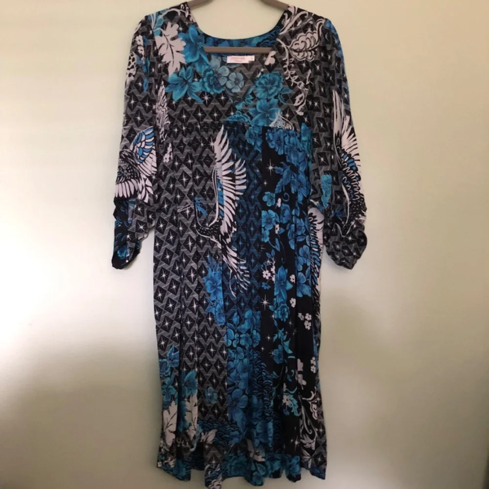 Johnny Was | Dresses | Johnny Was Blue Phoenix Dress Flowy Cruise ...